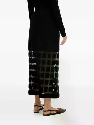 Liviana Conti Square Pattern Sheer Midi Skirt
