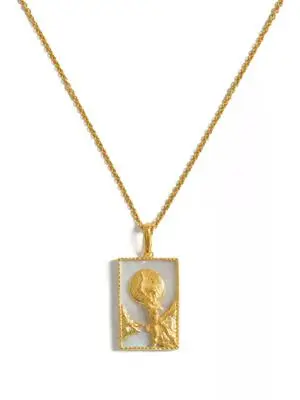 FREYA ROSE Rectangle Moon Pendant Necklace - Gold