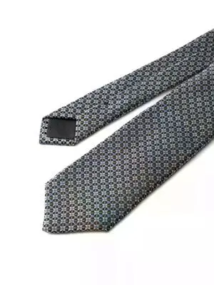 Prada Patterned Silk Neck Tie - Blue