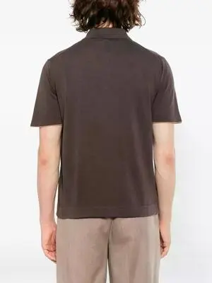 Canali Knitted Polo Shirt - Brown
