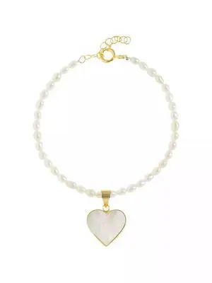 FREYA ROSE Heart-charm Pearl Bracelet - Gold