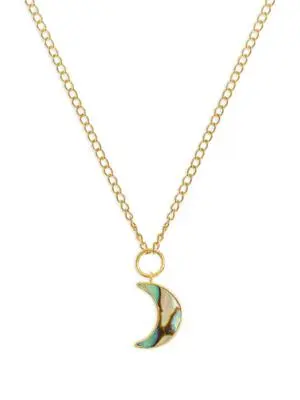 FREYA ROSE Paua Moon Pendant Necklace - Gold