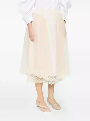 Simone Rocha Lace-trim Hip-detail Midi Skirt - Neutrals