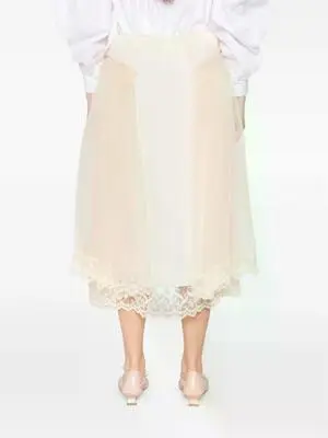 Simone Rocha Lace-trim Hip-detail Midi Skirt - Neutrals