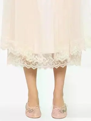 Simone Rocha Lace-trim Hip-detail Midi Skirt - Neutrals