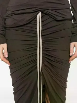 MONCLER + RICK OWENS Drawstring Slit Maxi Skirt - Brown