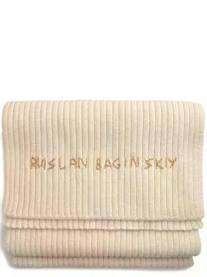 Ruslan Baginskiy Logo-emboridered Ribbed Scarf - Neutrals