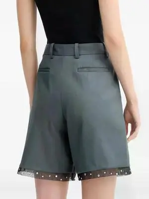 IRO PARIS Solenna Embellished Pleated Shorts - Grey