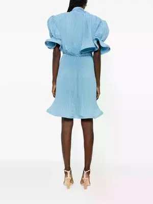 ROWEN ROSE Pleated Puffy-sleeve Midi Dress