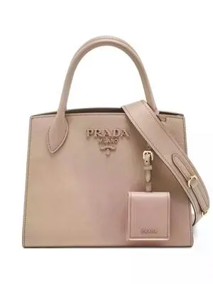 Prada Small Leather Tote Bag - Neutrals