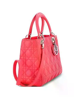 Dior Lady Medium Lambskin Satchel - Pink
