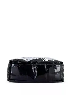 Saint Laurent Logo Padded Patent Leather Maxi Tote Bag - Black