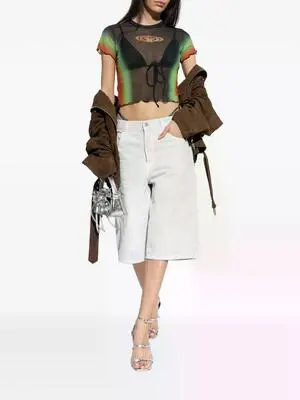 Casablanca Printed Ruffled Top - Black