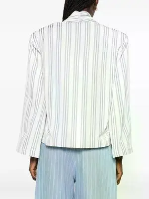 ROWEN ROSE Scarf-detail Striped Shirt