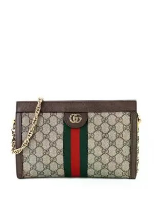 Gucci Ophidia Chain Shoulder Bag Gg Coated Canvas Small - Brown