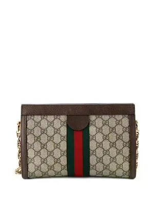 Gucci Ophidia Chain Shoulder Bag Gg Coated Canvas Small - Brown