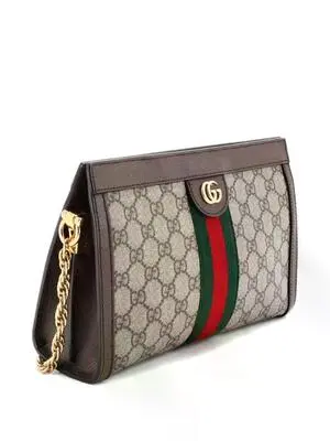 Gucci Ophidia Chain Shoulder Bag Gg Coated Canvas Small - Brown