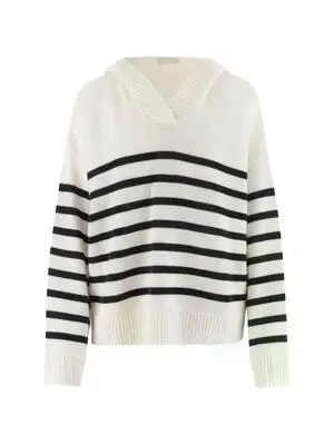 ALLUDE Striped Hooded Sweater