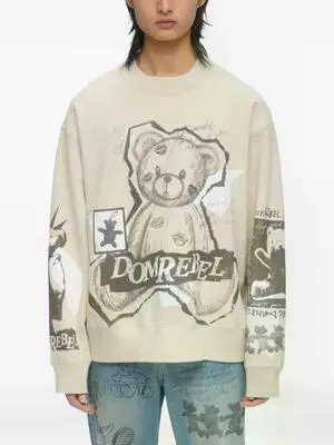 DOMREBEL Bear-print High-low Sweatshirt