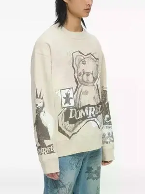 DOMREBEL Bear-print High-low Sweatshirt