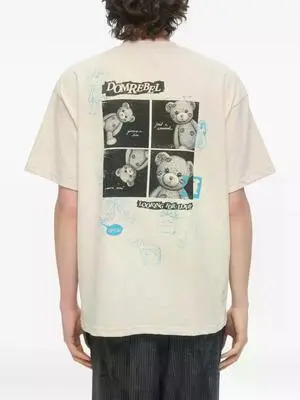 DOMREBEL High Low Bear-print T-shirt - Neutrals