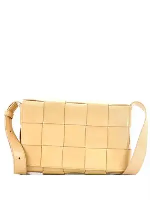 Bottega Veneta Cassette Maxi Intrecciato Patent Crossbody Bag - Neutrals