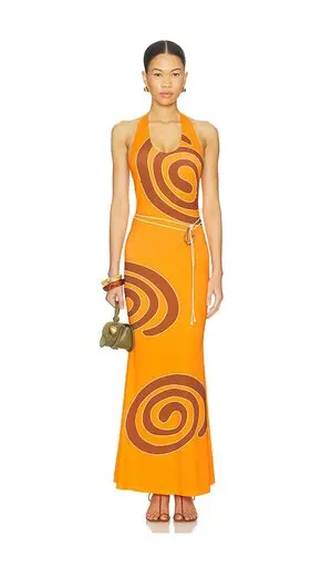 THE WOLF GANG Giro Halter Dress - Orange