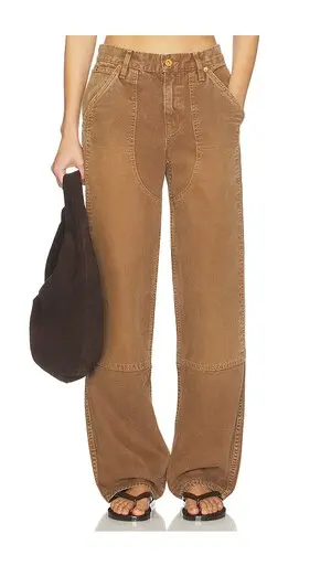 SLVRLAKE Tess Worker Low Rise Relaxed Curve Pant - Beige