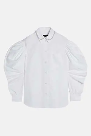 Simone Rocha Shirt With Draped Sleeves And Embroidery