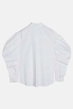 Simone Rocha Shirt With Draped Sleeves And Embroidery - White