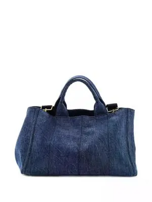 Prada Canapa Convertible Denim Medium Tote Bag