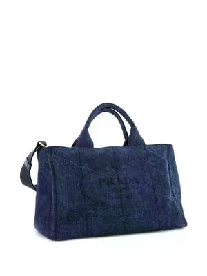 Prada Canapa Convertible Denim Medium Tote Bag