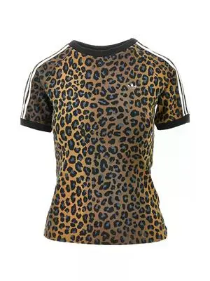 Adidas Leopard-print Tee With 3-stripes