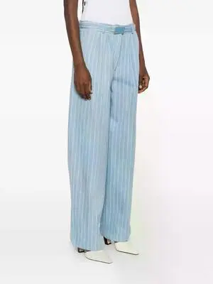 ROWEN ROSE Striped Wide-leg Jeans