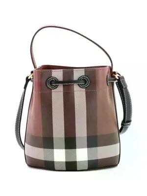 Burberry Tb Drawstring Check E-canvas Mini Bucket Bag