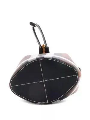 Burberry Tb Drawstring Check E-canvas Mini Bucket Bag
