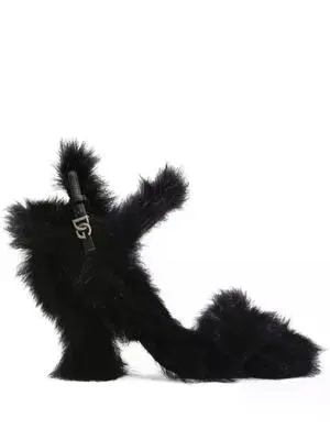 Dolce & Gabbana 105mm Fur-trimmed Buckle Sandals - Black