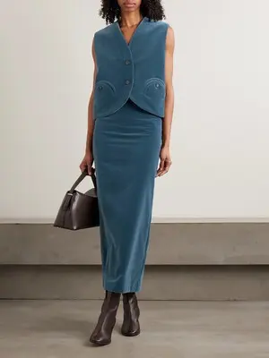BLAZÉ MILANO Jealousy Gliss Cotton-velvet Vest - Gray