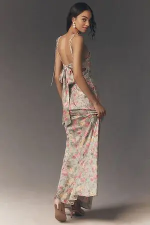 For Love & Lemons Courtney Satin Maxi Dress