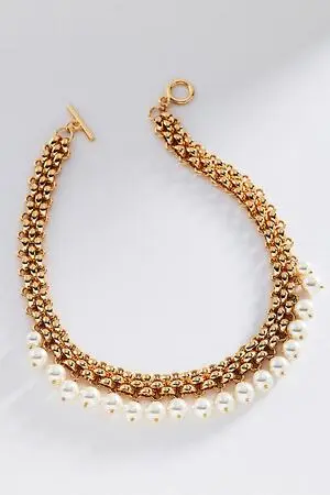 Anthropologie Pearl-drop Necklace - Gold