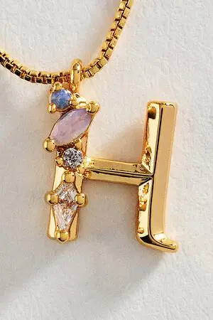 Anthropologie Crystal Monogram Necklace - H