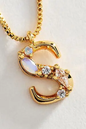 Anthropologie Crystal Monogram Necklace S