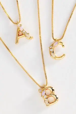 Anthropologie Crystal Monogram Necklace - W