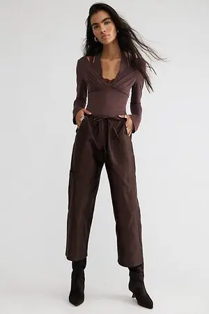 Donni. Taffeta Drawstring Cargo Pants - Espresso