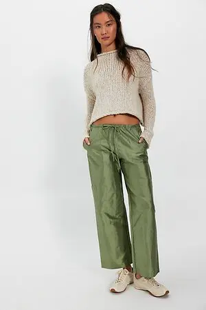 Donni. Taffeta Drawstring Cargo Pants - Oregano