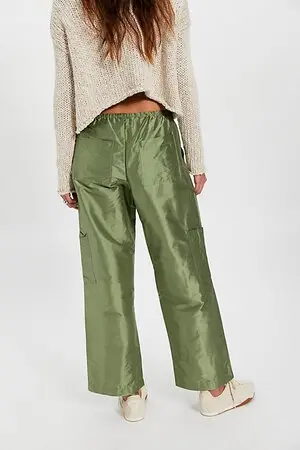 Donni. Taffeta Drawstring Cargo Pants - Oregano