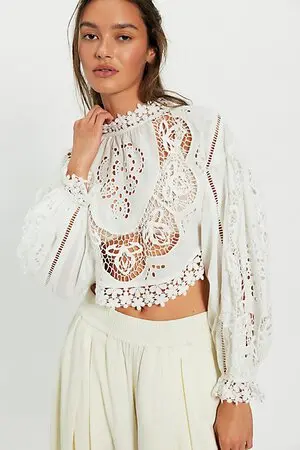 Free People Hannah Embroidered Cutwork Top