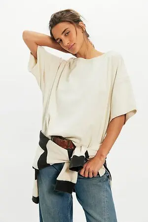 Free People We The Free Oversized Tee With Heart Grommets
