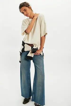 Free People We The Free Oversized Tee With Heart Grommets