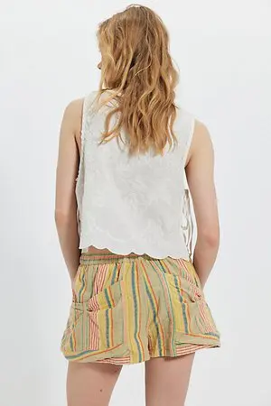 Free People Good Fortune Stripe Shorts - Tea Combo